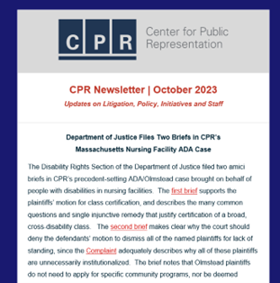 CPR Newsletter | October 2023 – Center for Public Representation
